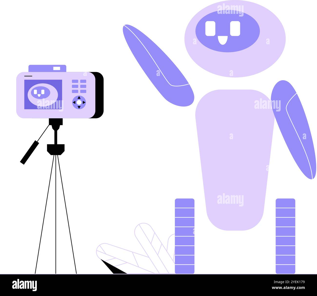 Friendly Robot Posing For Camera In Flat Vector Illustration ...
