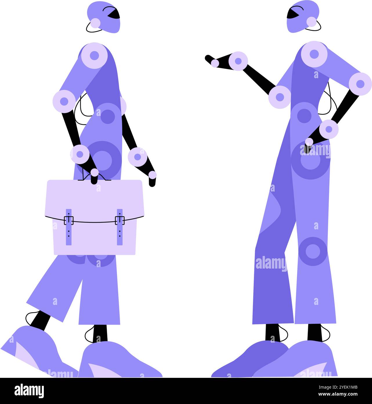 Robot Employees Engaging In Discussion In Flat Vector Illustration ...