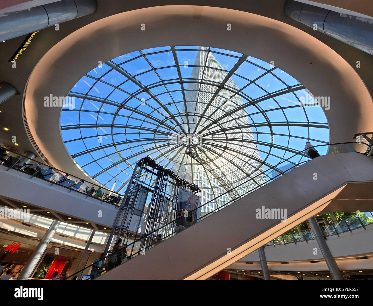 The Azrieli towers seen from the Azrieli shopping mall in Tel Aviv ...