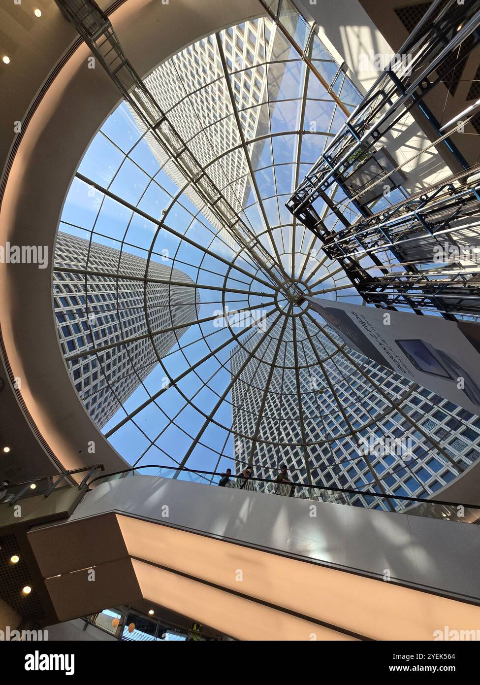 The Azrieli towers seen from the Azrieli shopping mall in Tel Aviv ...