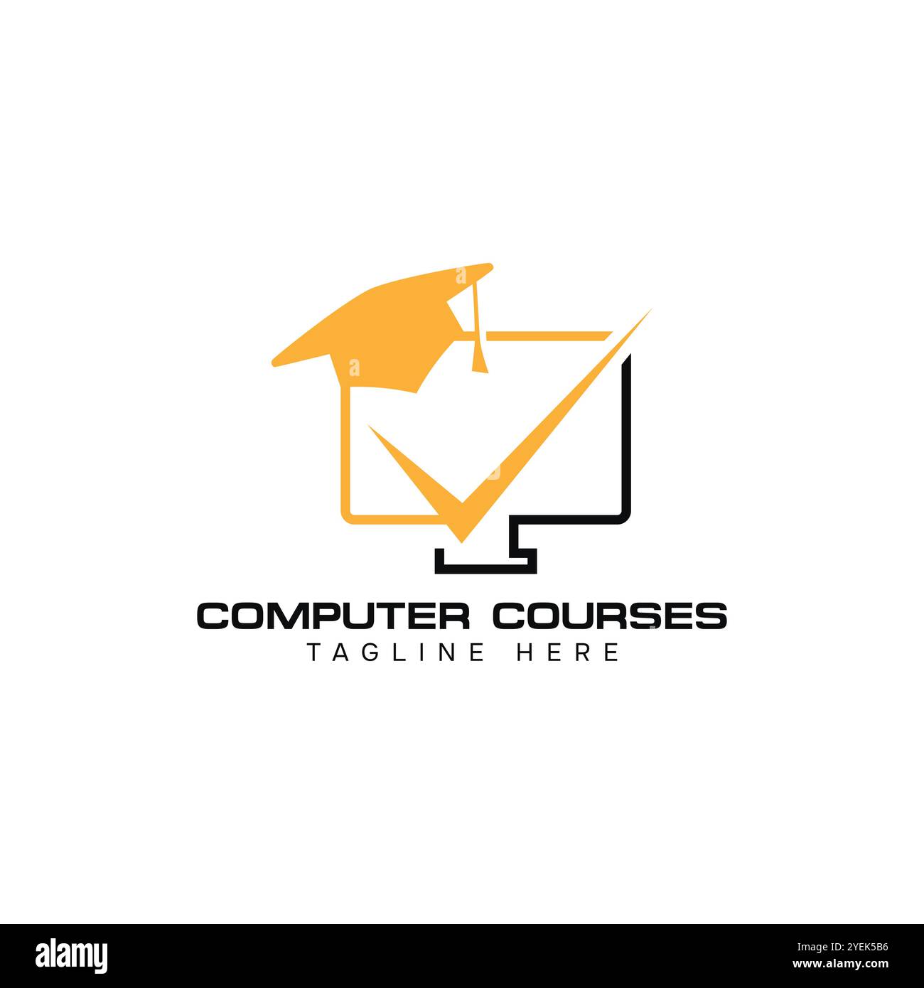 Computer graduation hat school learning online vector illustration ...