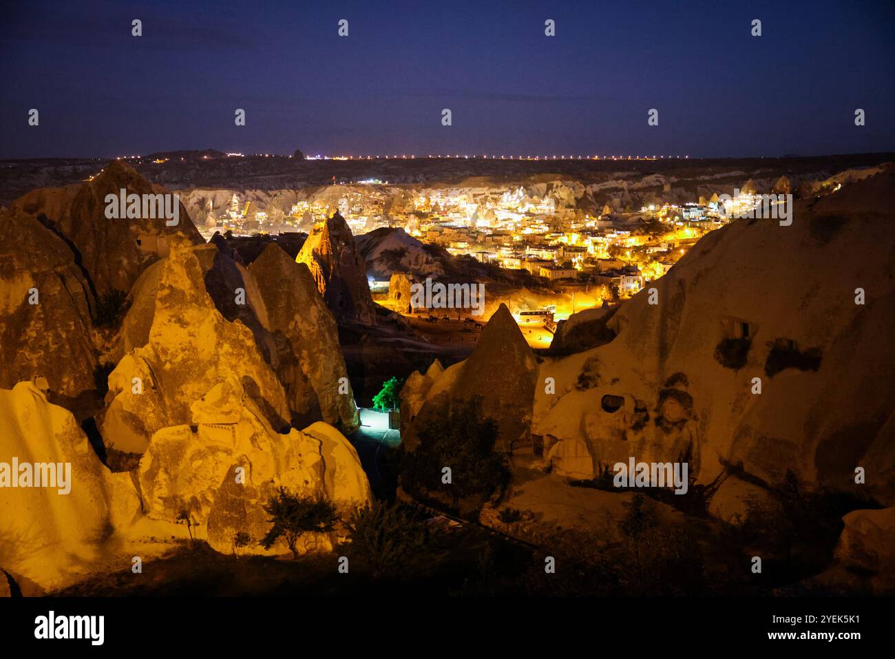 The enchanting landscape of Cappadocia comes alive at night ...
