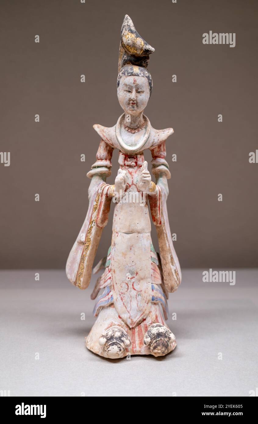 Earthenware Figurine of a Court Lady from the Tang Dynasty in the ...