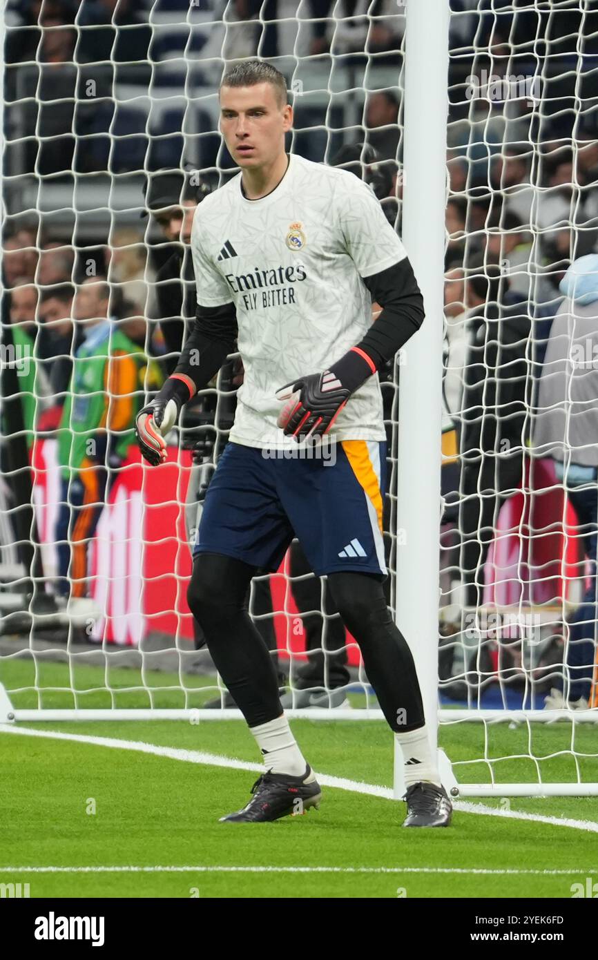 Andriy Lunin of Real Madrid during the Spanish championship La Liga ...