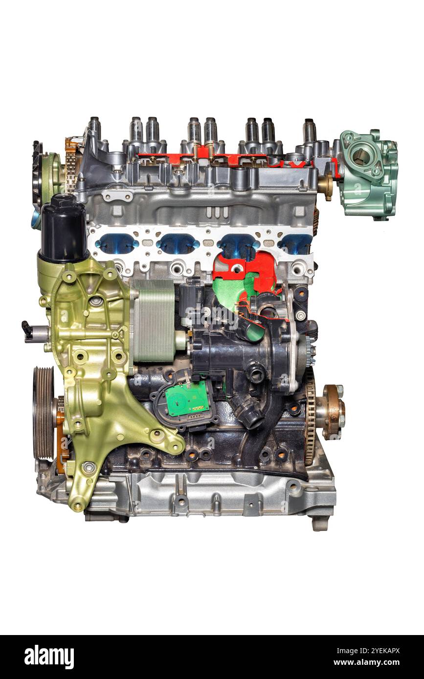 Complex internal combustion engine showcasing engineering and mechanics ...