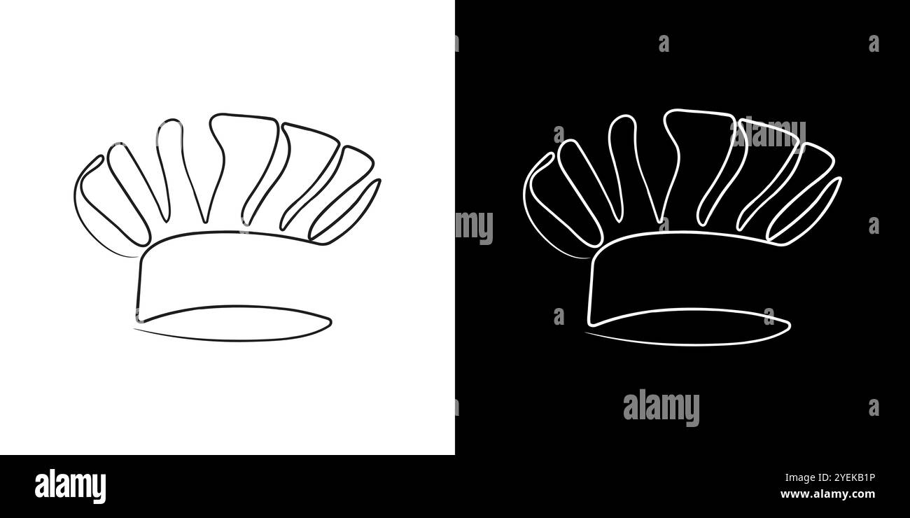 Chef hat in one line art style. Logotype concept. Hand drawn vector ...