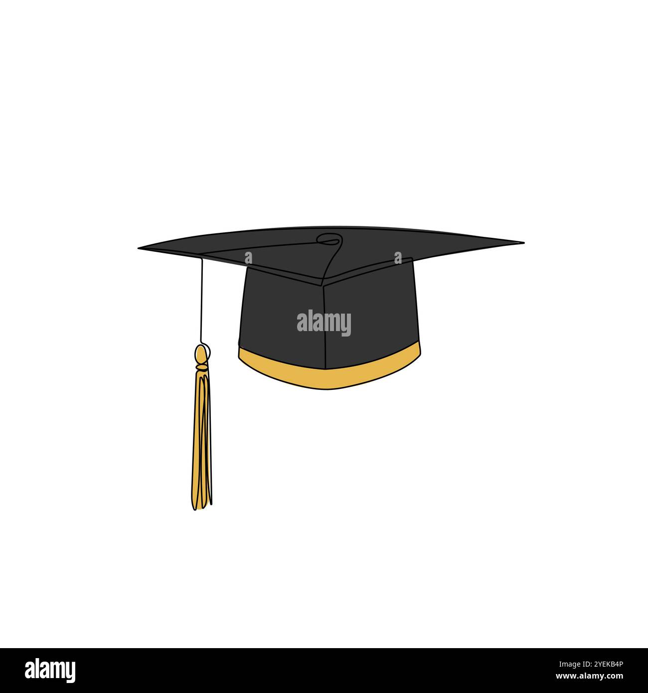 Graduation hat in one line art drawing style. Study graduation cap ...