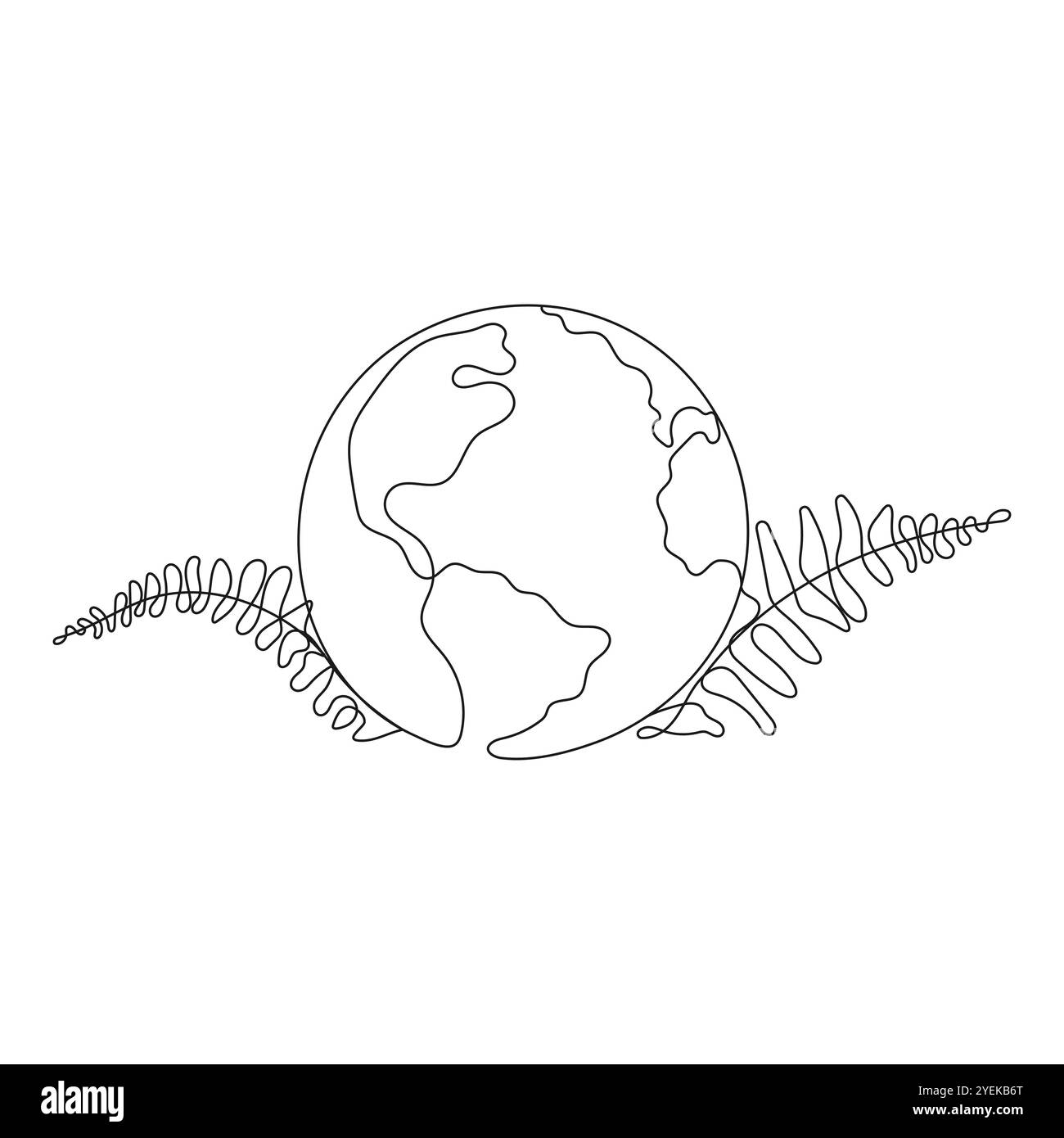 Planet Earth. One line art drawing. Earth day. Ecology concept. Hand ...