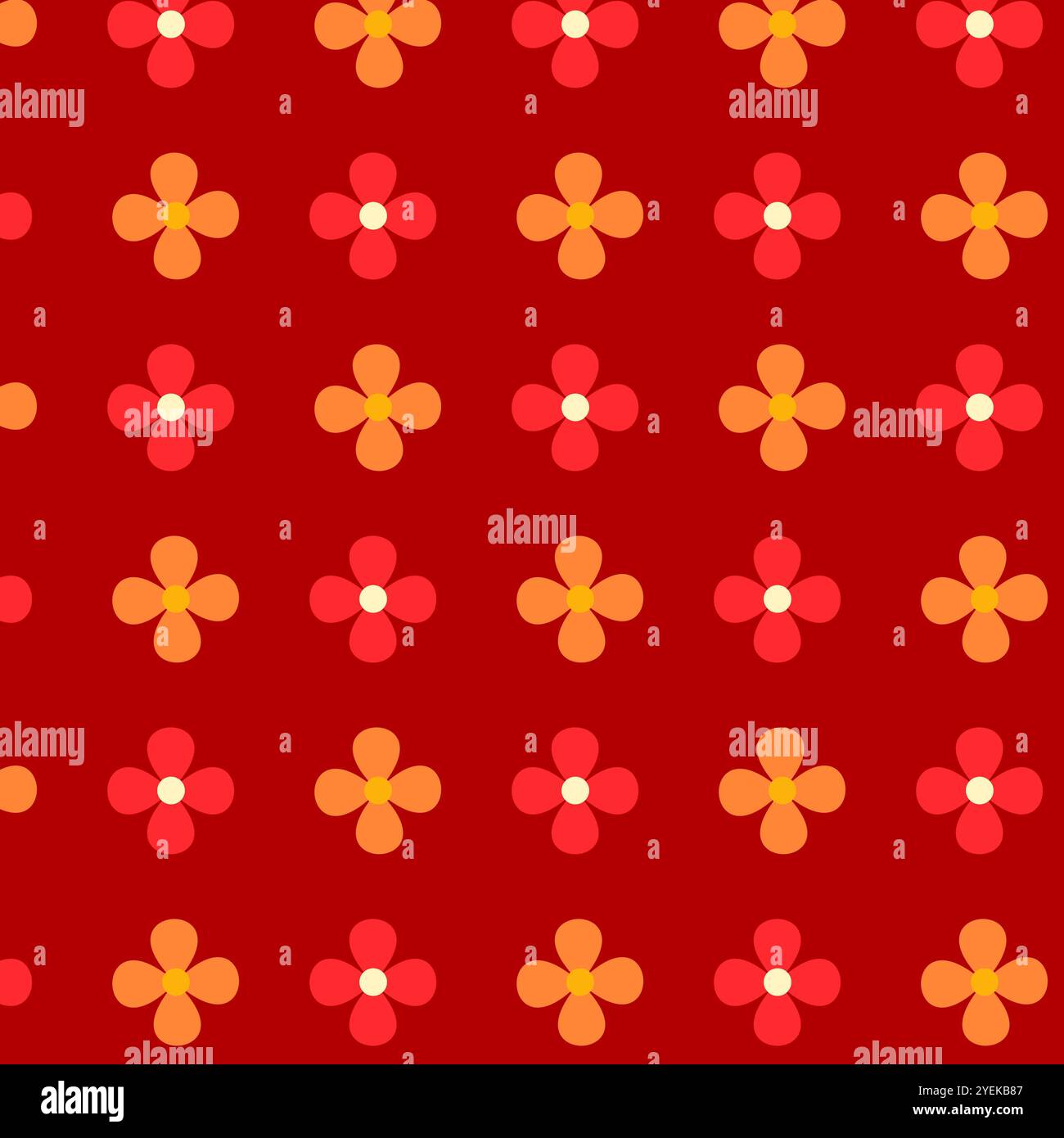 Seamless repeating pattern of flowers on a red background Stock Photo ...