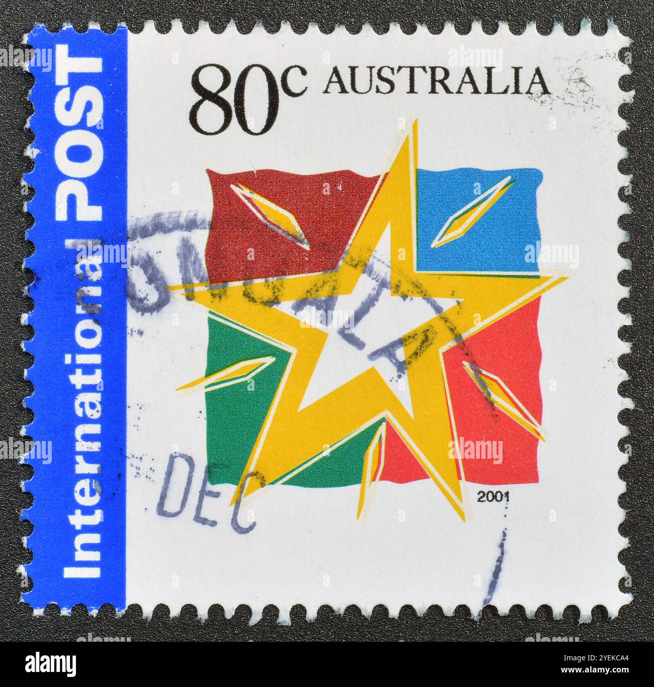 Cancelled postage stamp printed by Australia, that shows Christmas 2001 ...