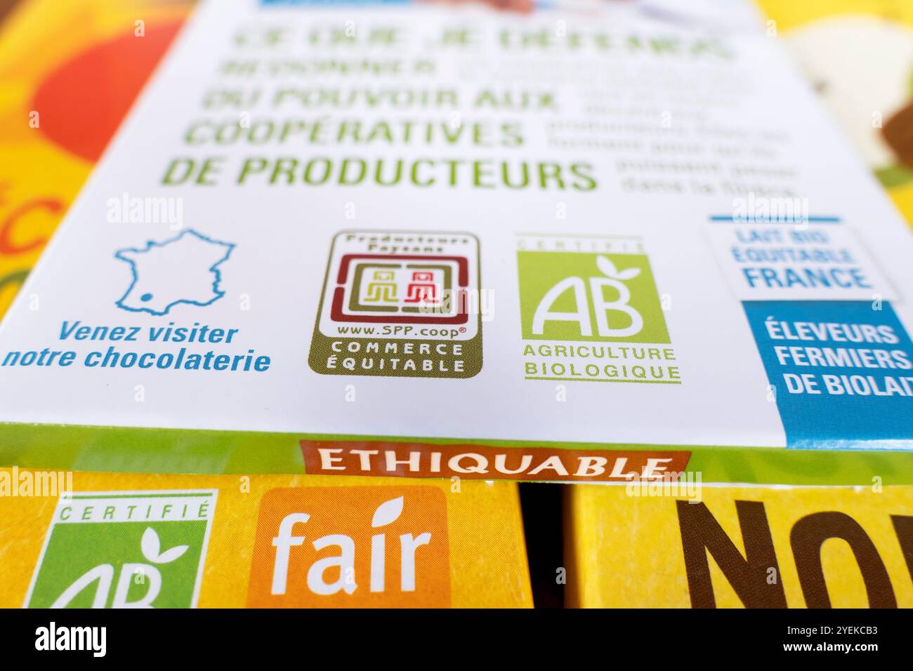 Fair trade label on AlterEco and Ethiquable chocolate bars Fair for ...