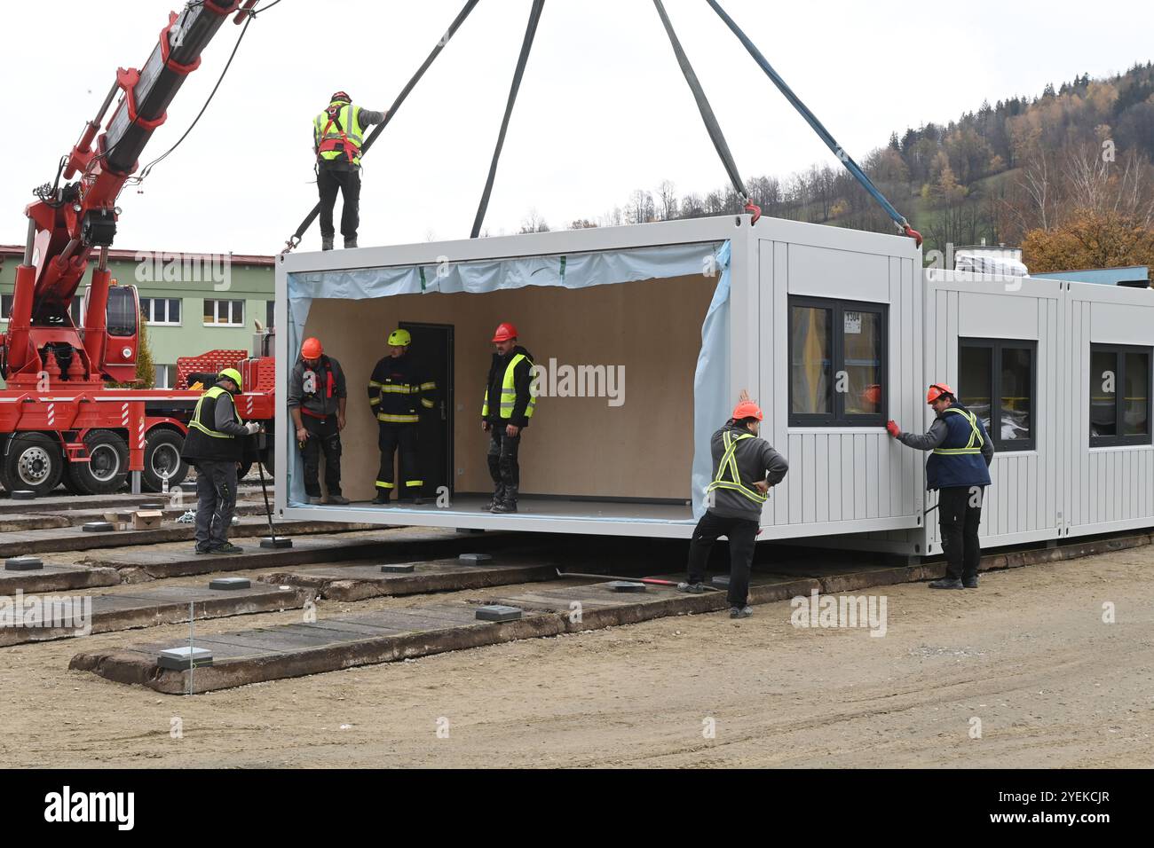 Firefighters and workers from a specialized company have started to ...