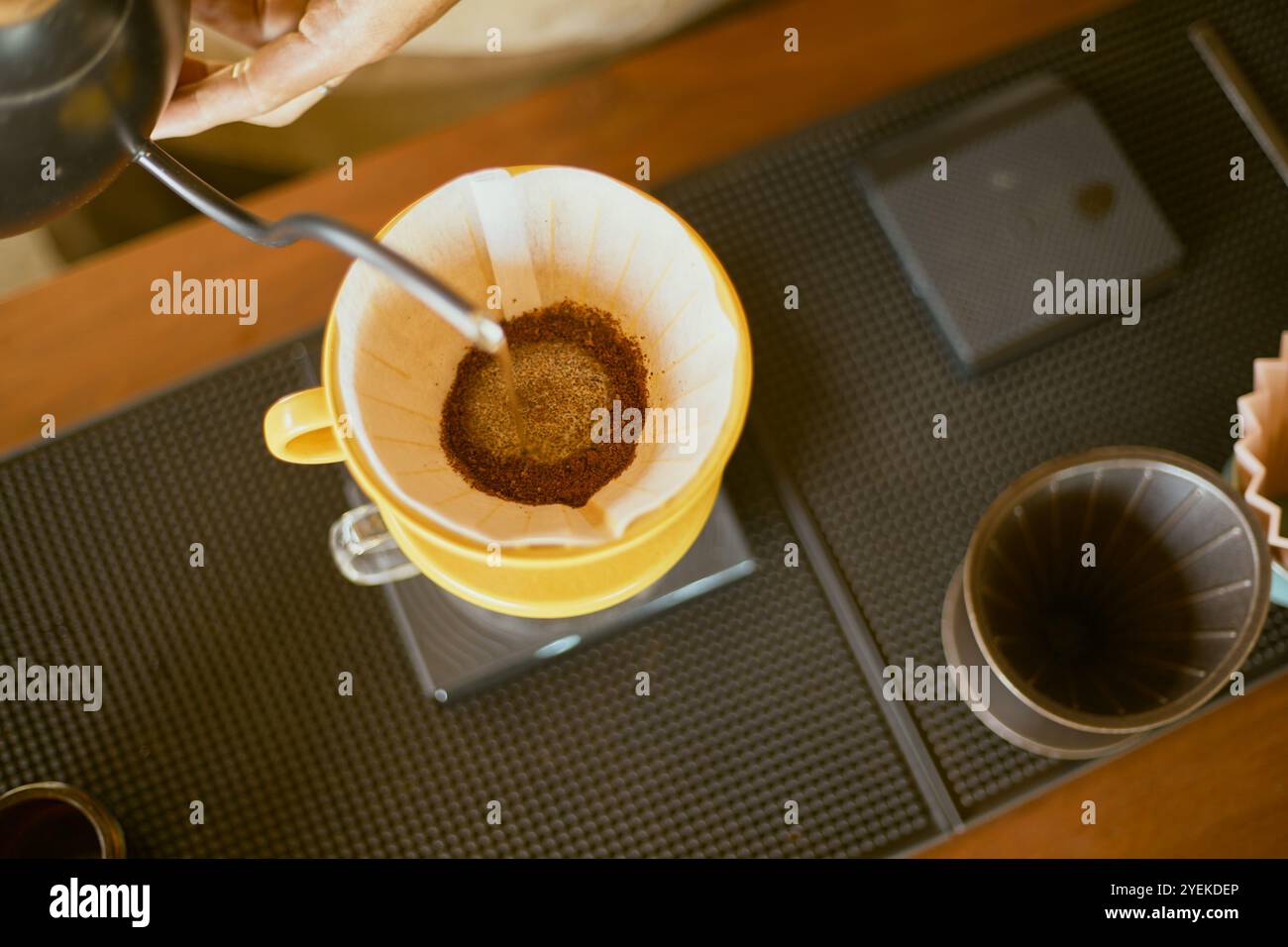 Alternative coffee brewing method, using pour over dripper and paper ...