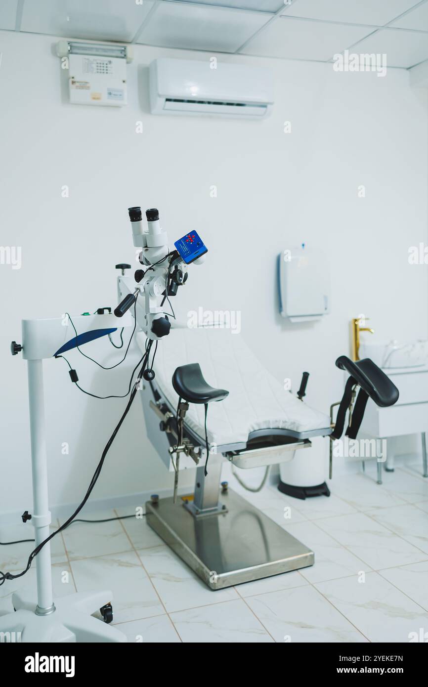 Modern medical equipment microscope in a bright office. Apparatus for ...