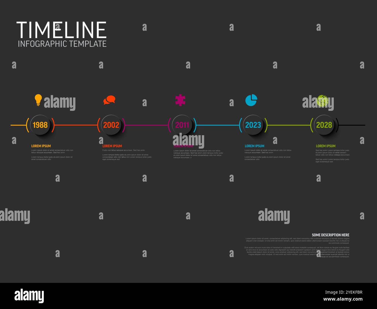 Thin straight line Infogrpahic company timeline diagram template with ...