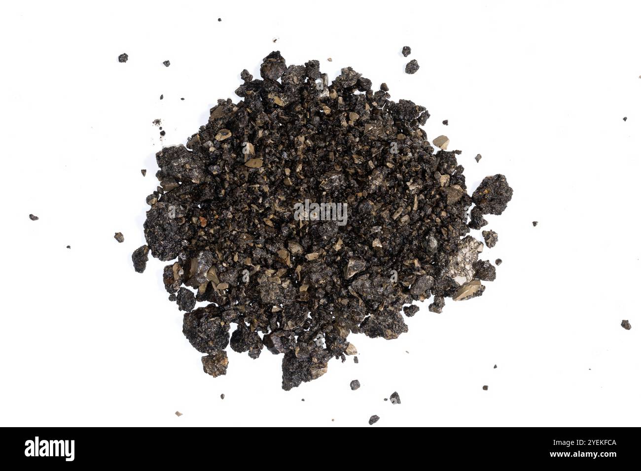 Pile of Crushed Tar or Asphalt Fragments on White Background Stock ...