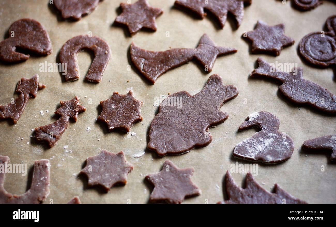 Various shapes of Christmas cookies with traditional Czech motifs cut ...
