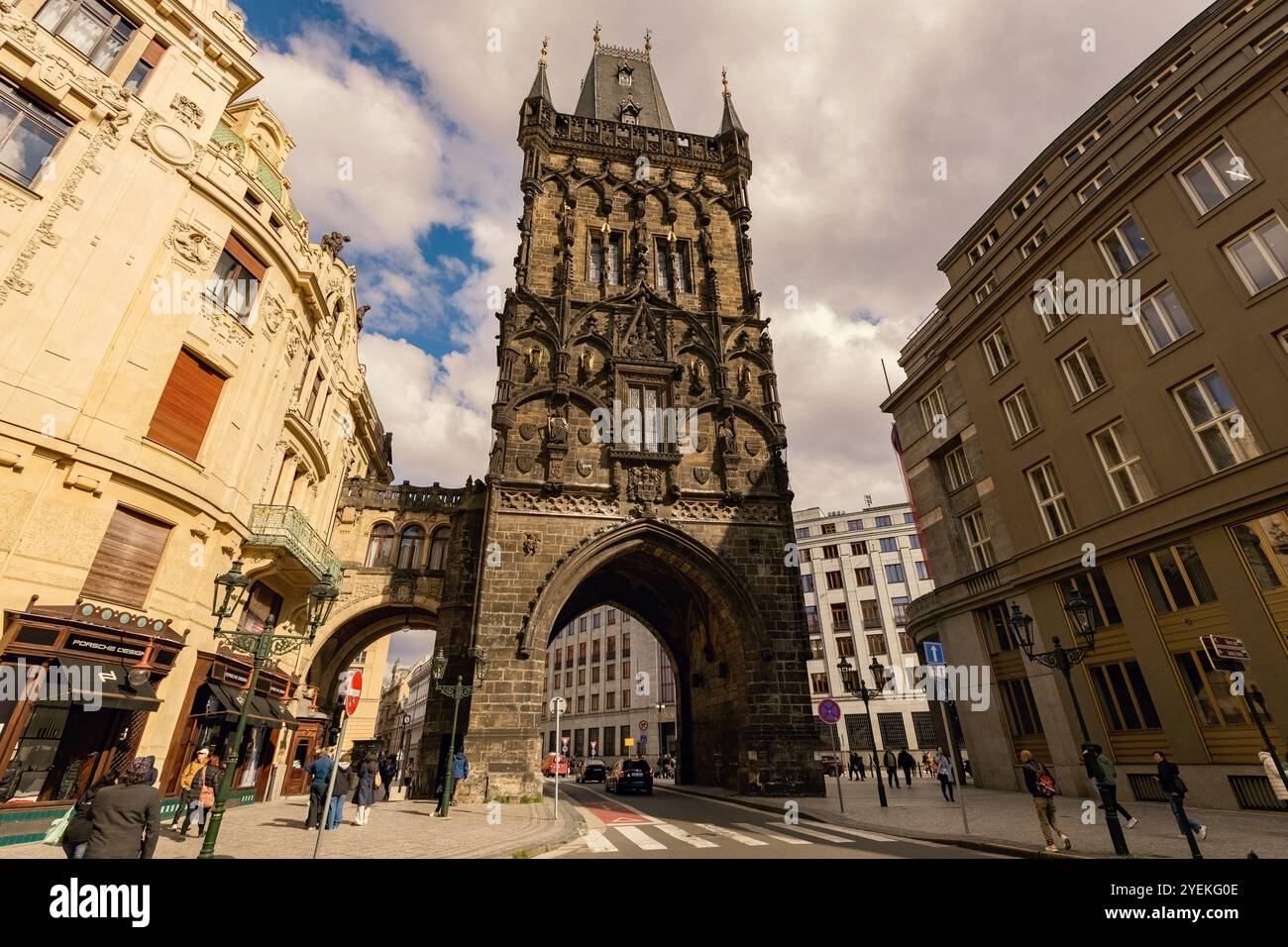 Powder Gate Tower on sunny day in Prague old town Czechia Stock Photo ...