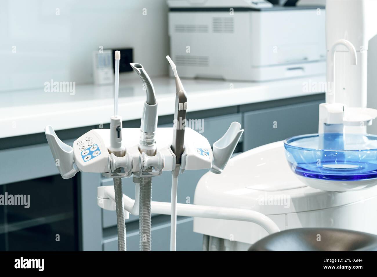 Dental equipment setup in a modern clinic with tools Stock Photo - Alamy