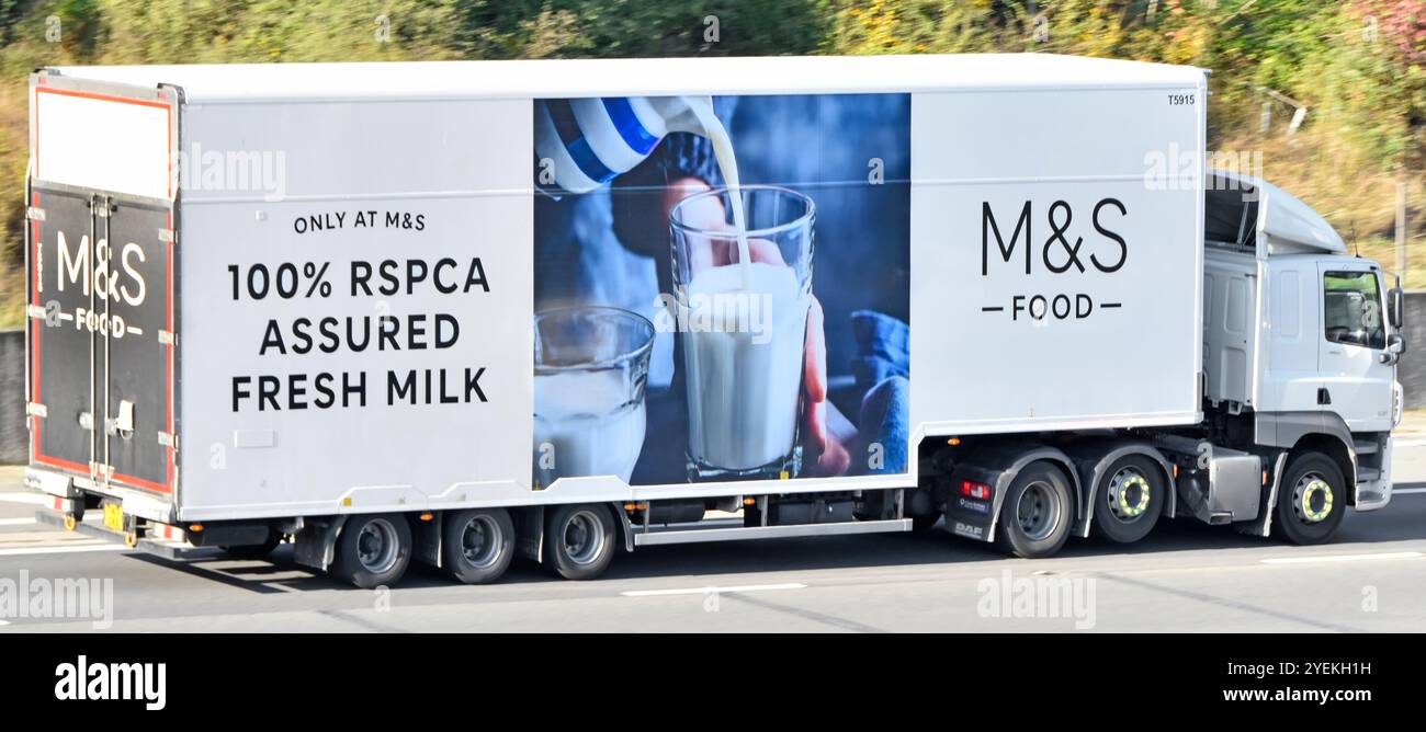 M&S FOOD white hgv lorry truck articulated trailer side view advert ...