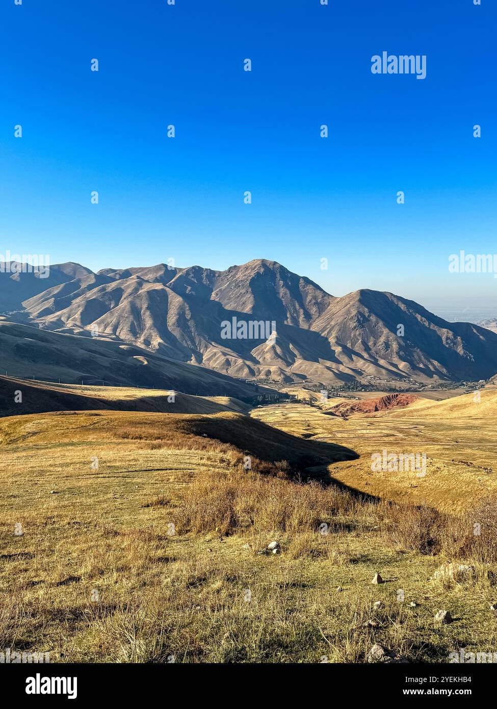 Yellow and blue trails with nature and tourism hi-res stock photography ...