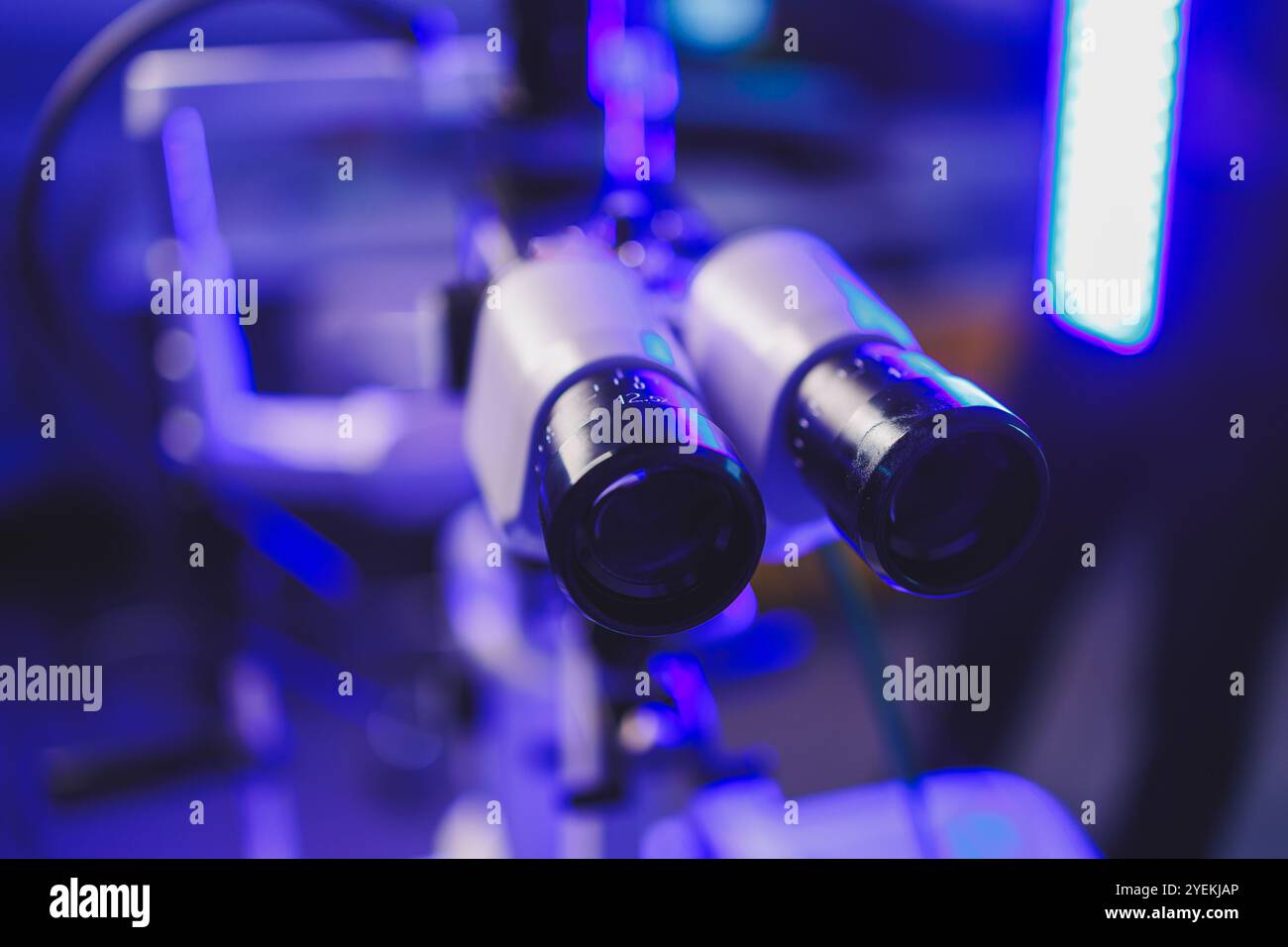 A modern microscope for vision testing in a light room. Microscope for ...