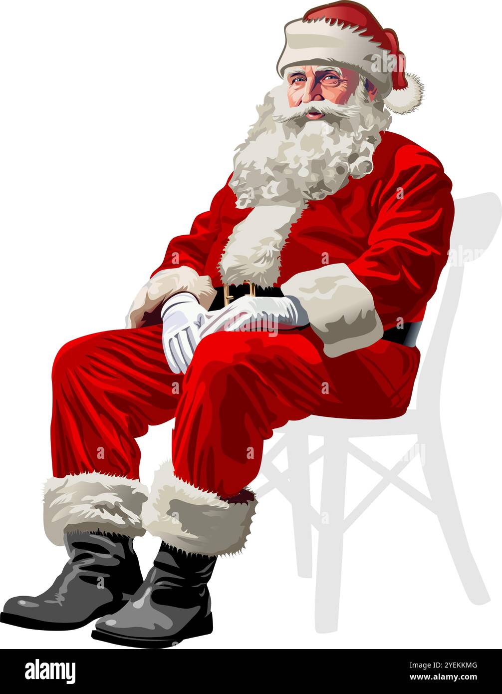Vector Template Santa Claus in a sitting pose isolated. Available eps ...