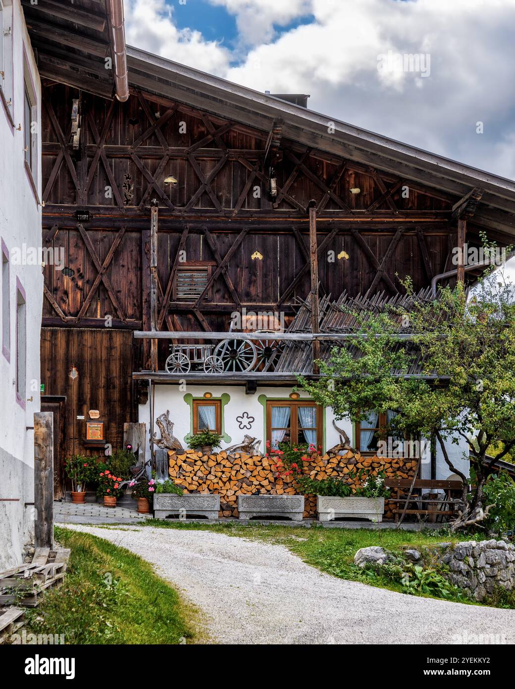 Beautiful and typical german architecture in the old town of Garmisch ...