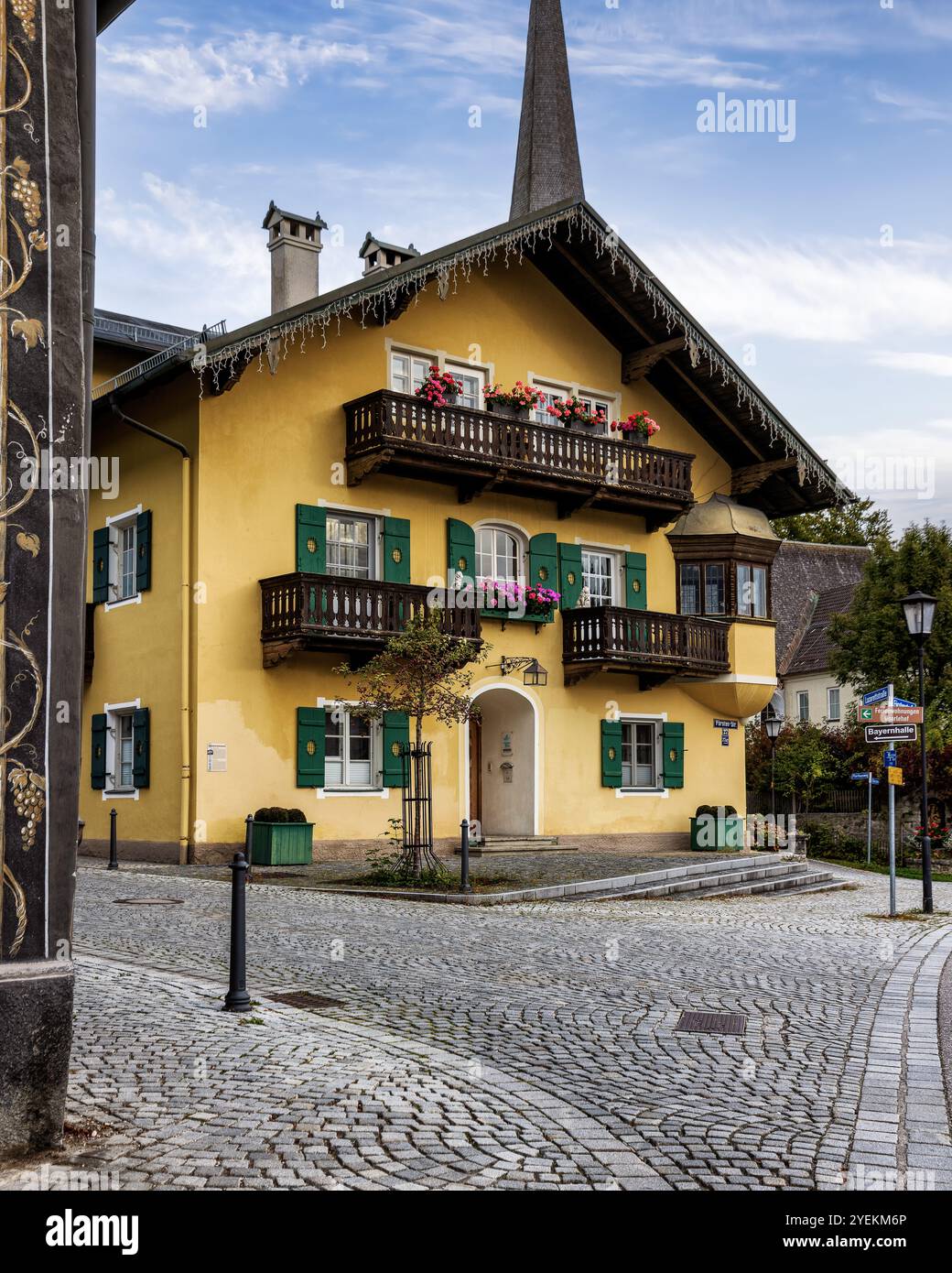 Beautiful and typical german architecture in the old town of Garmisch ...