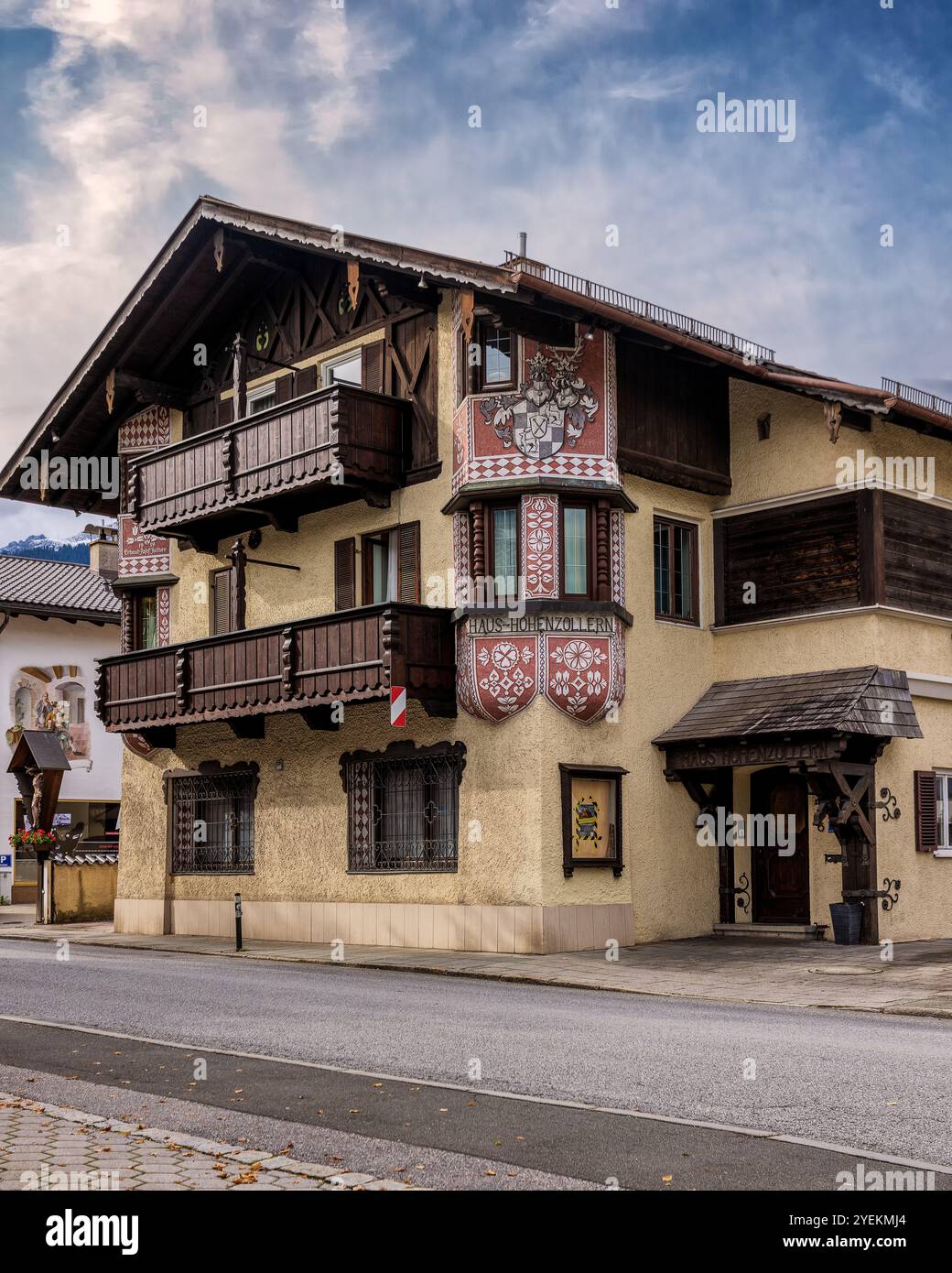 Beautiful and typical german architecture in the old town of Garmisch ...