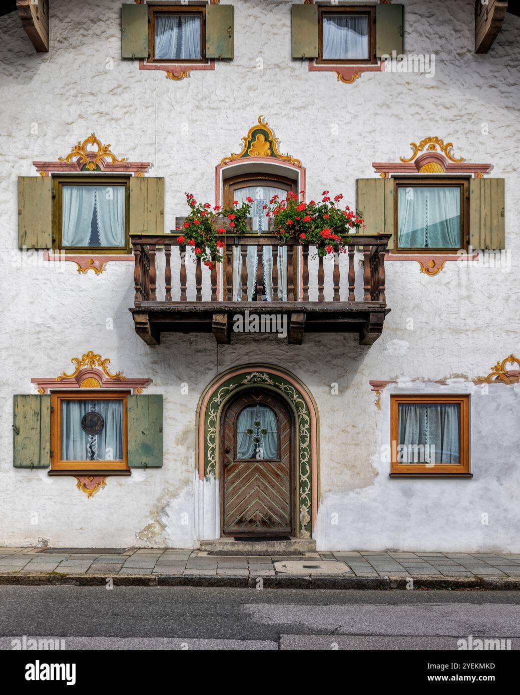 Beautiful and typical german architecture in the old town of Garmisch ...