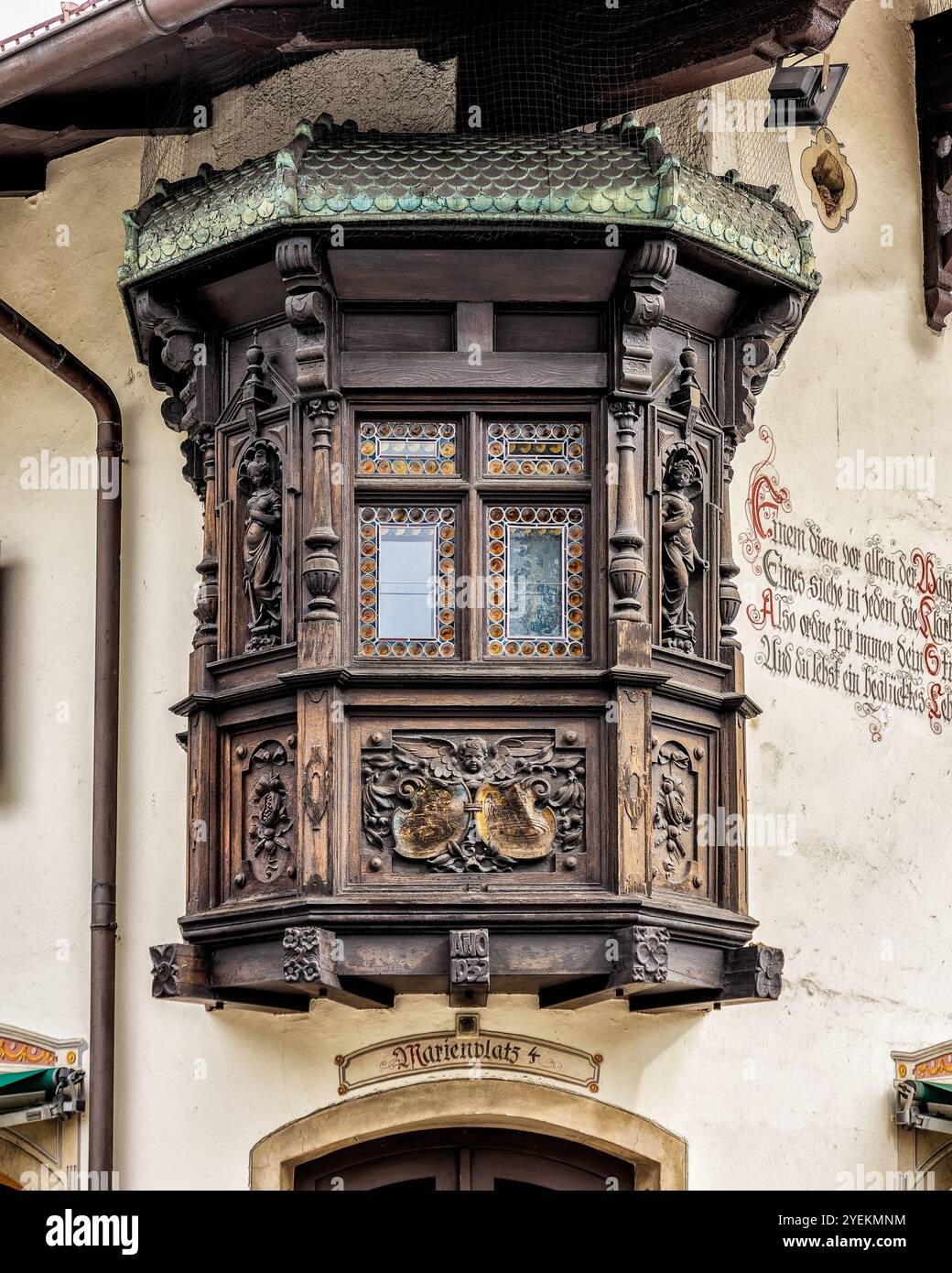 Beautiful and typical german architecture in the old town of Garmisch ...