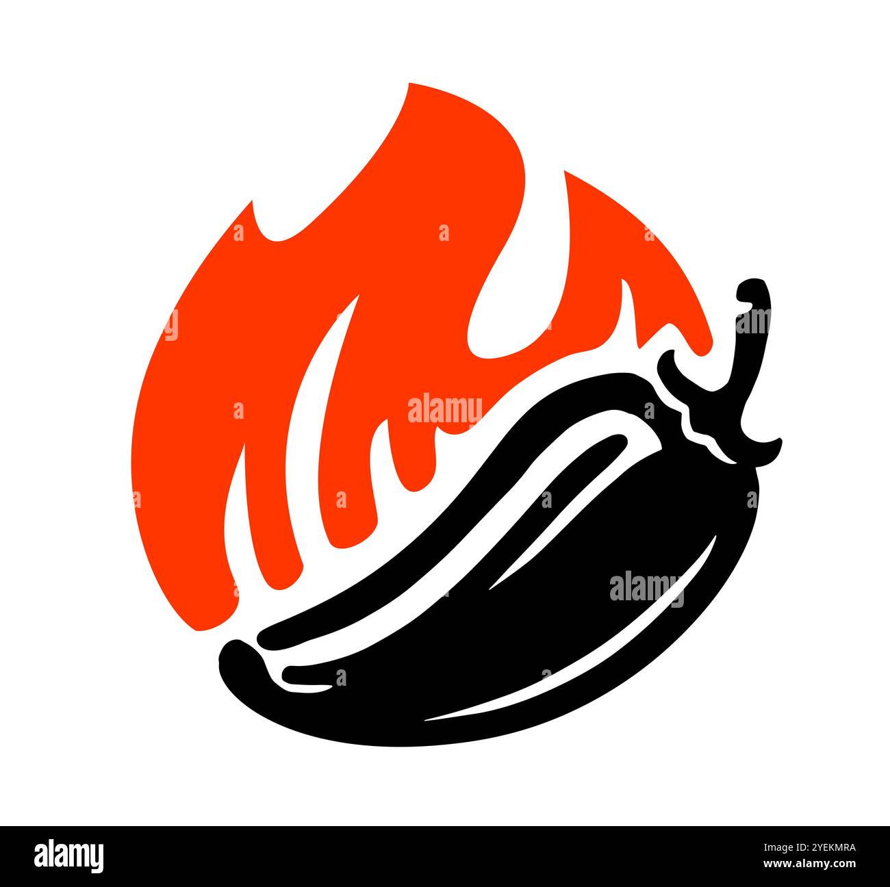 Hot chili pepper in fire, simple symbol. Spice food logo emblem sign ...