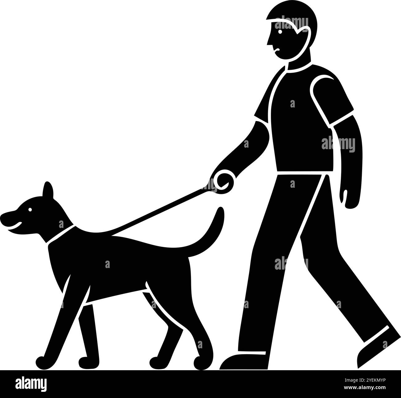 Dog with man walking vector icon art illustration on a white background ...