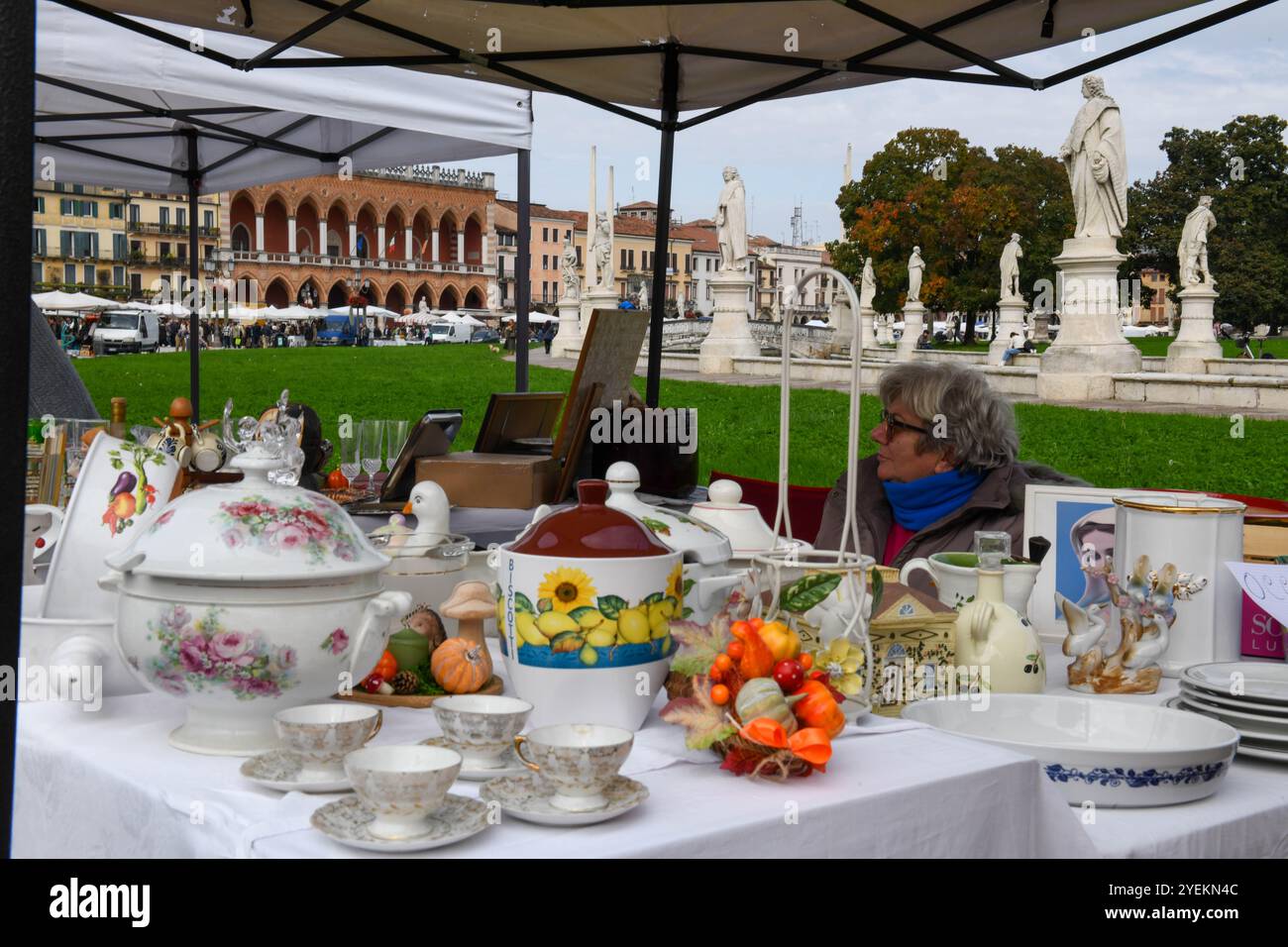 Padova, Italy - 20 October 2024: the market on Prato della valle square ...