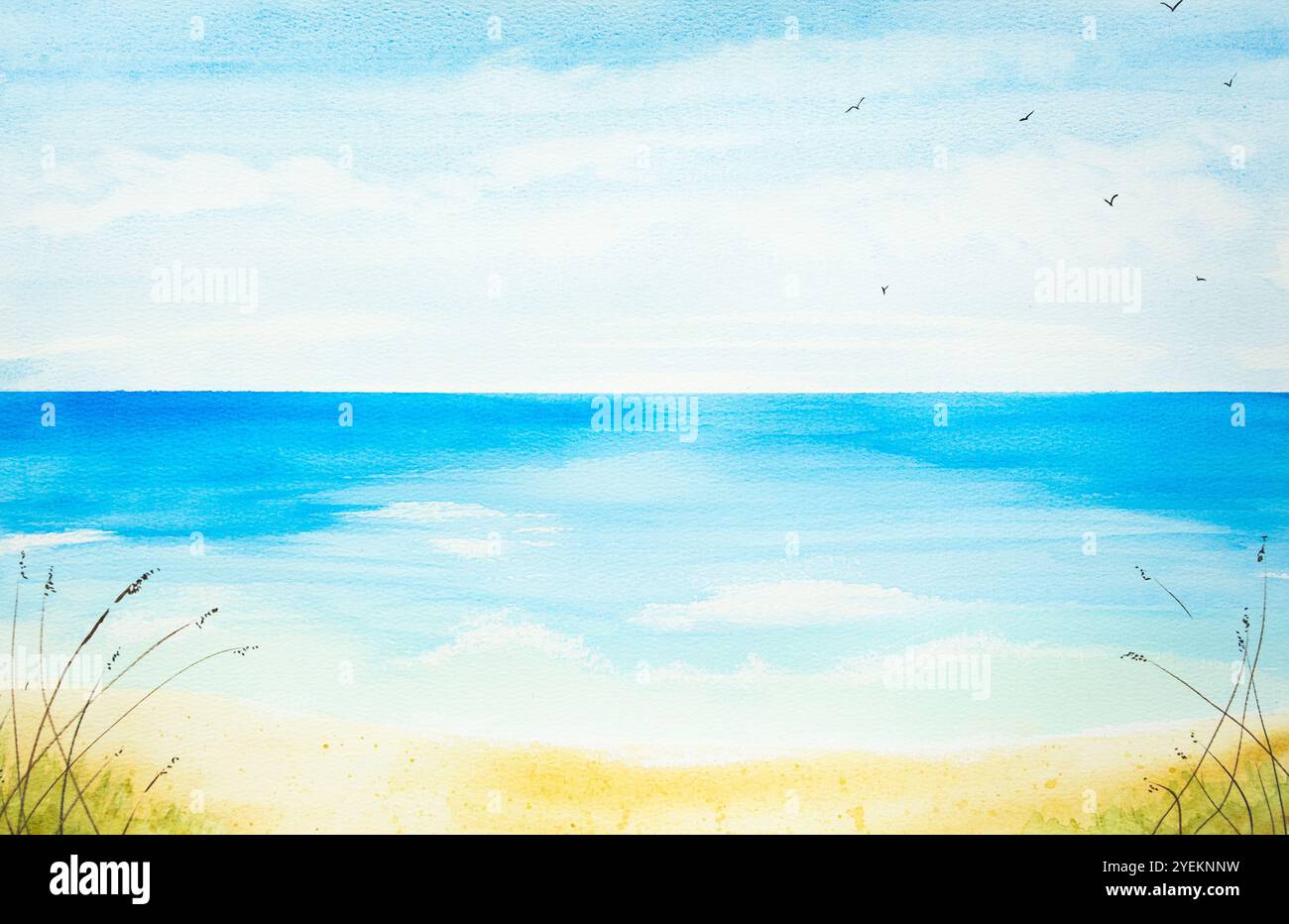 Watercolor beach painting hi-res stock photography and images - Alamy