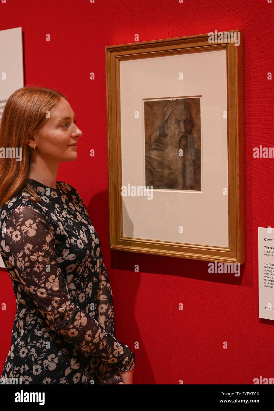 The King's Gallery London 31 Oct 2024. Admiring one of the works on ...