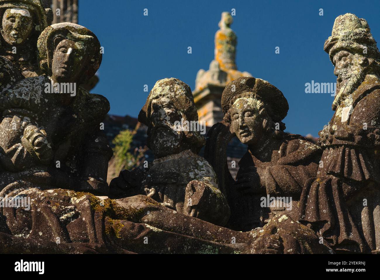 Detail from Entombment of Christ scene sculpted late 1500s on a calvary ...