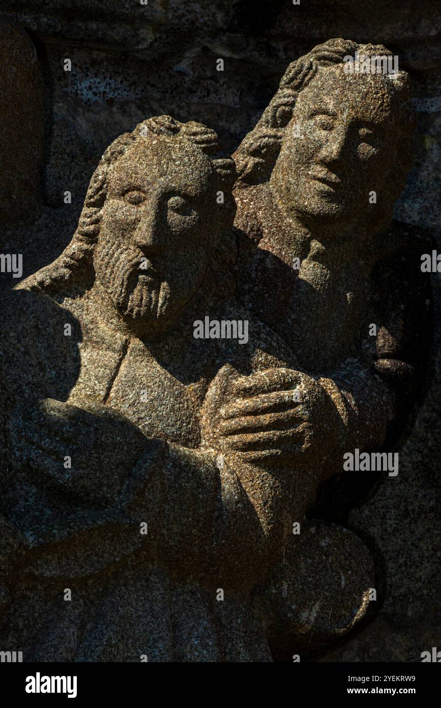 In a detail from a Nativity scene sculpted in the 1580s, Joseph kneels ...