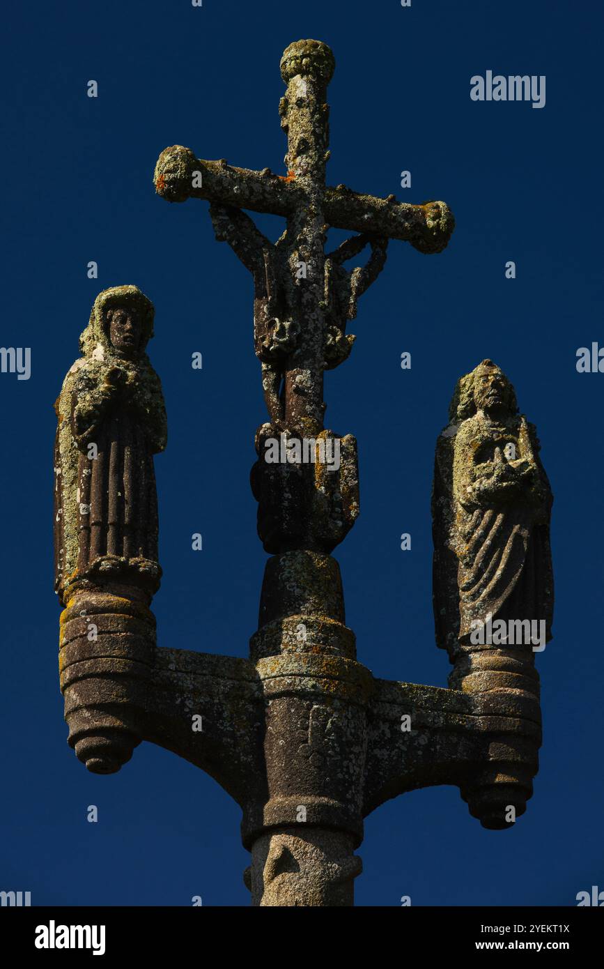 Christ on the cross (rear view) at summit of late 1500s calvary in the ...