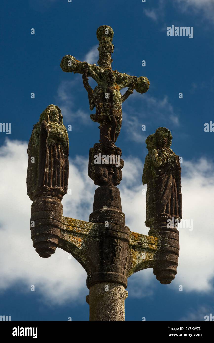 Sculpted in the late 1500s, Christ on the cross (front view) at summit ...