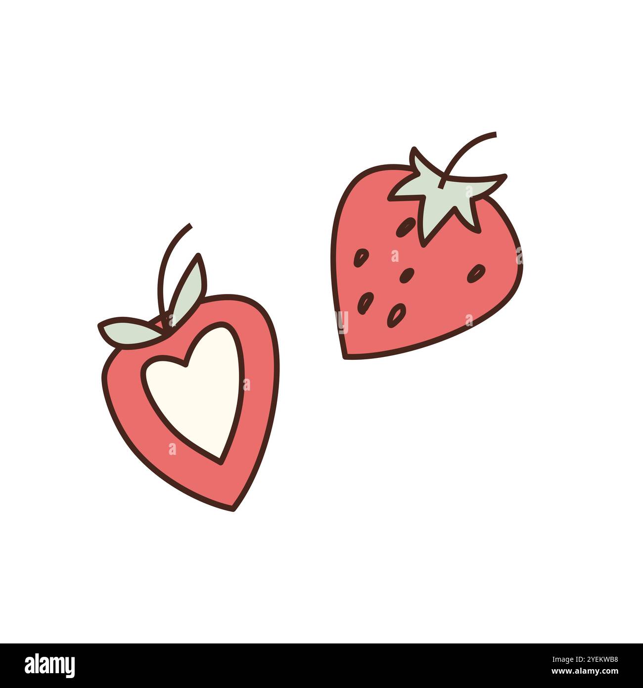 Heart shape strawberry cartoon doodle Valentines day vector ...