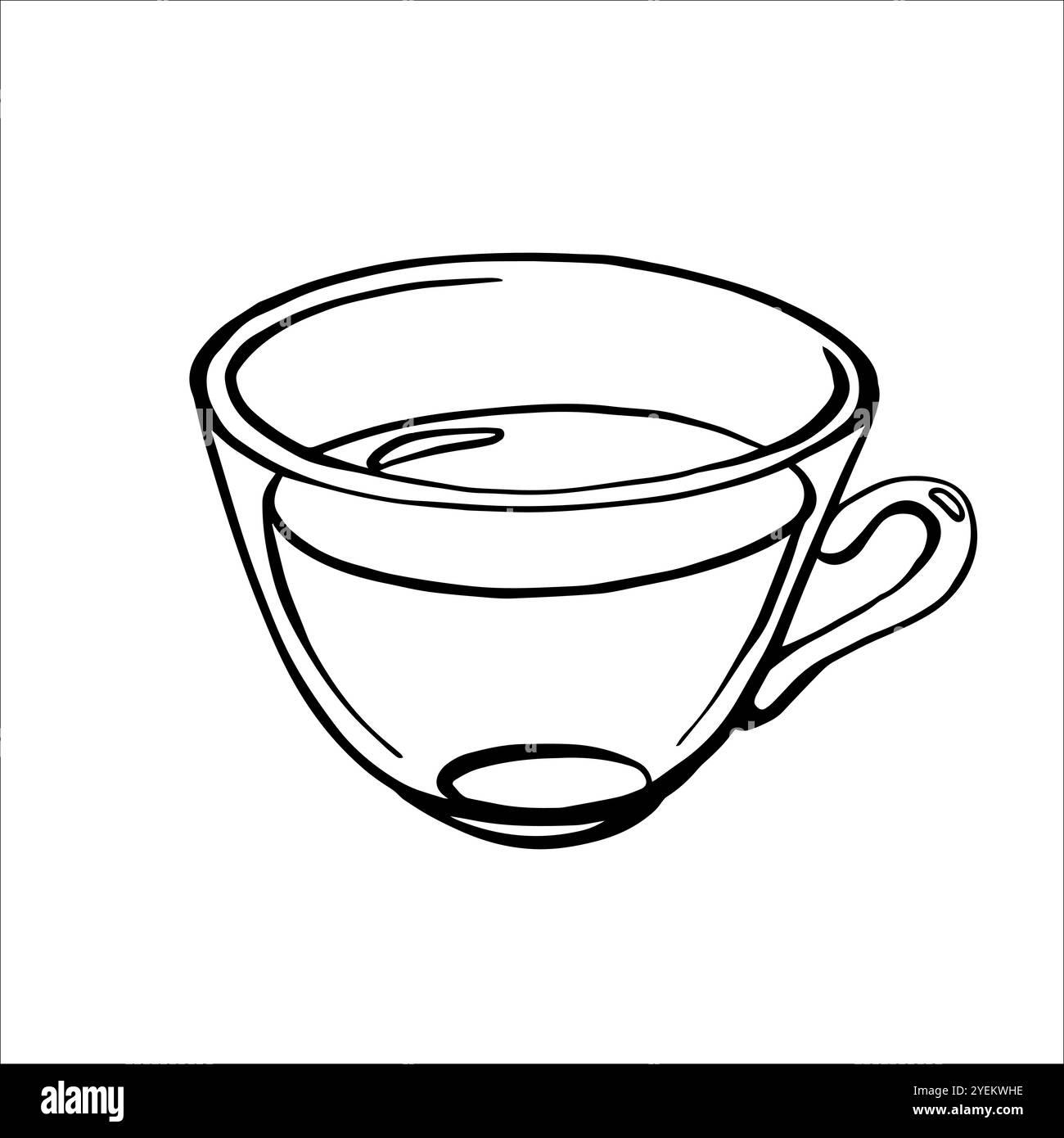 Glass tea cup hand drawn outline monochrome illustration Stock Vector ...