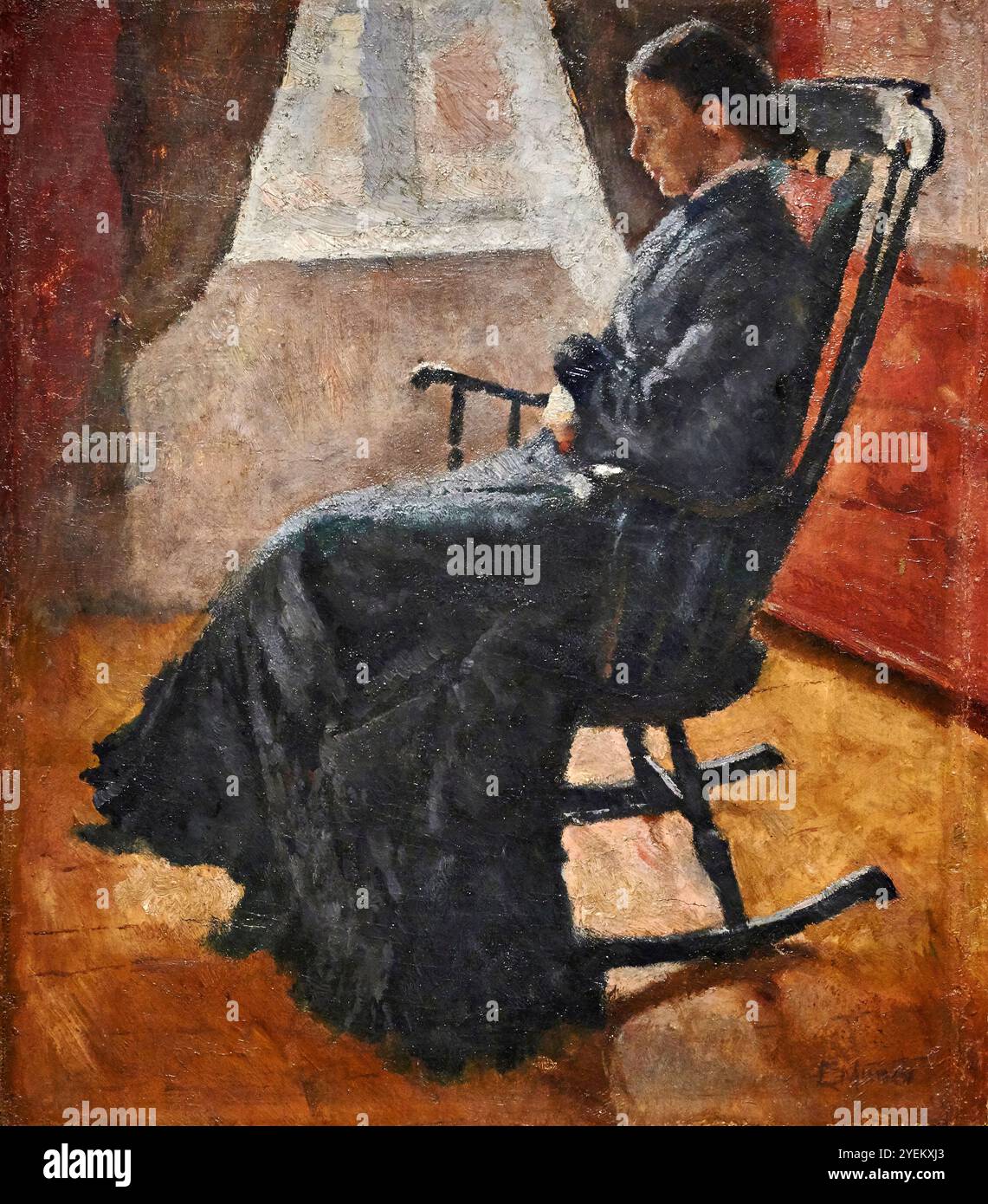 Karen Bjolstad sulla sedia a dondolo (Karen Bjolstad in the rocking ...