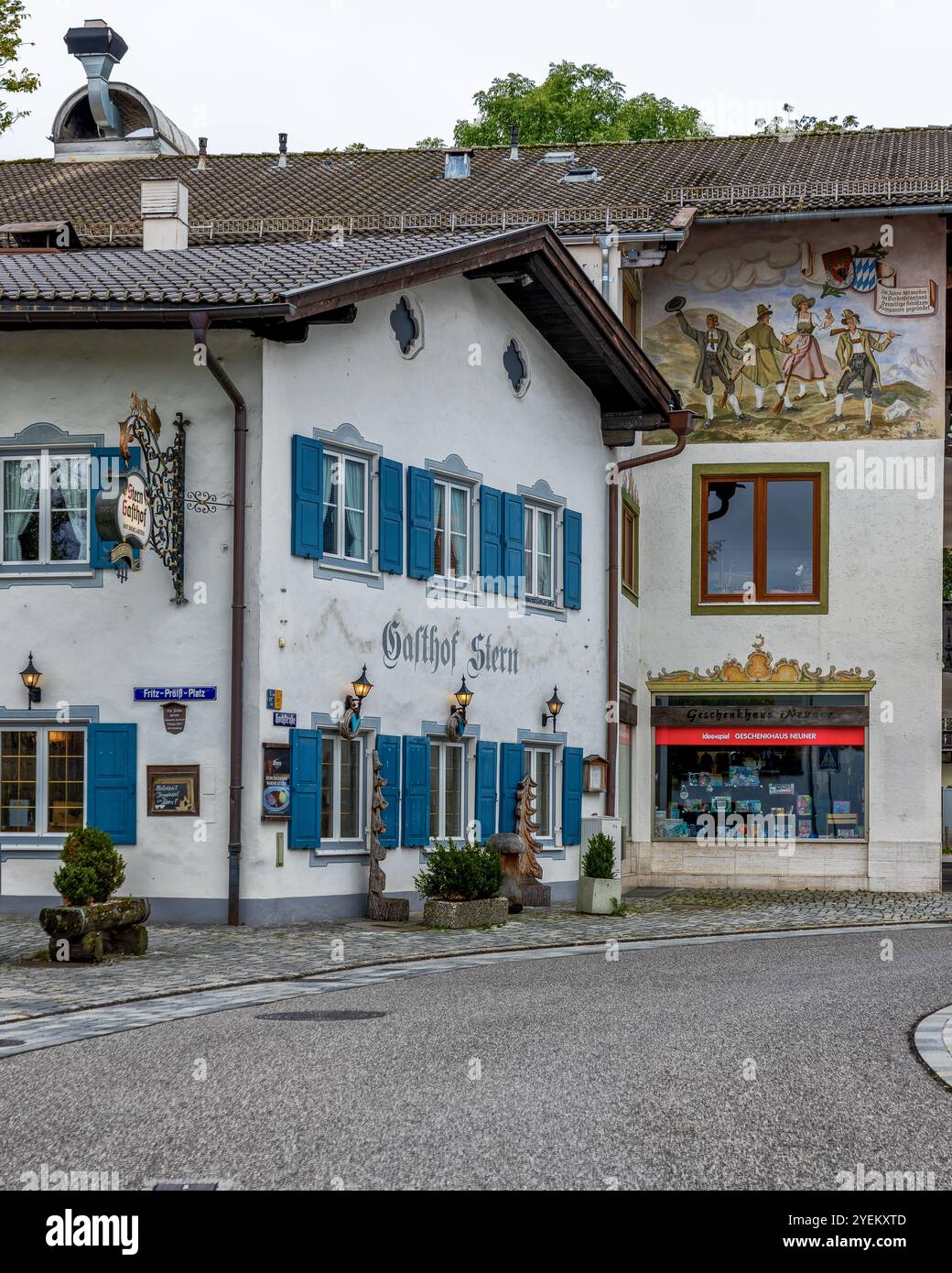 Beautiful and picturesque architecture in the old town of Mittenwald ...