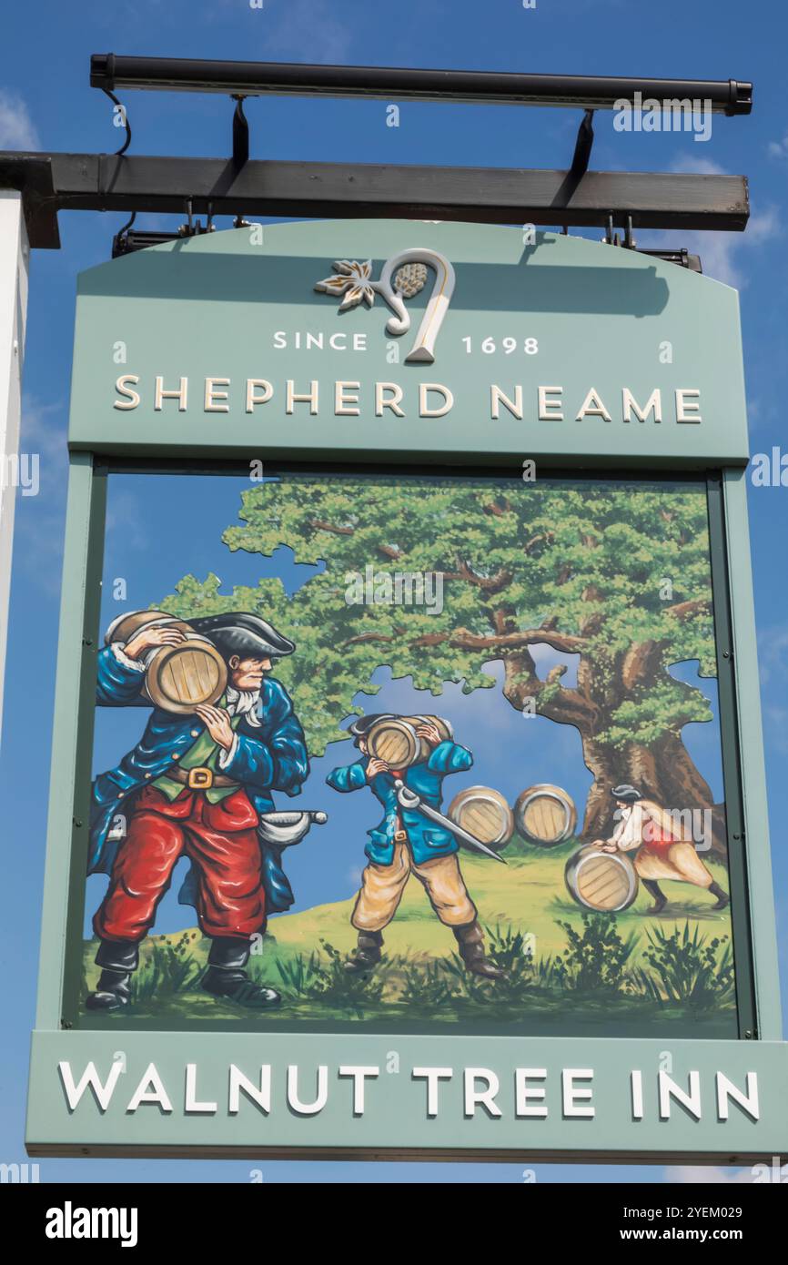 England, Kent, Aldington, The Walnut Tree Inn Pub Sign Stock Photo - Alamy
