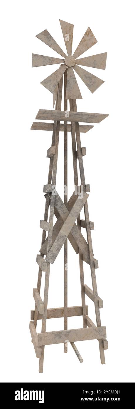 Western windmill isolated on white background Stock Photo - Alamy