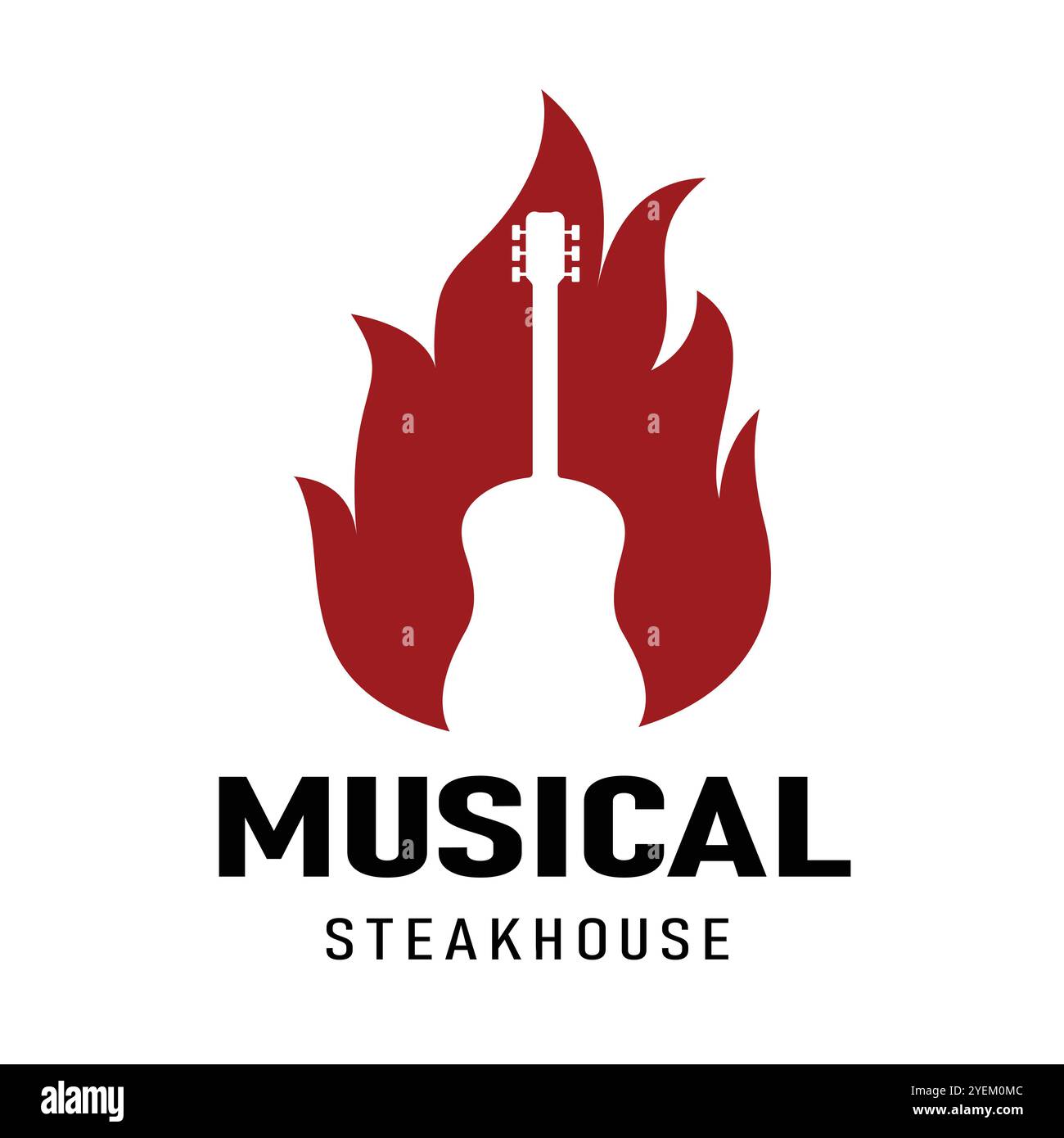 Fire Flame with Guitar Musical Instrument for Steakhouse Restaurant Bar ...