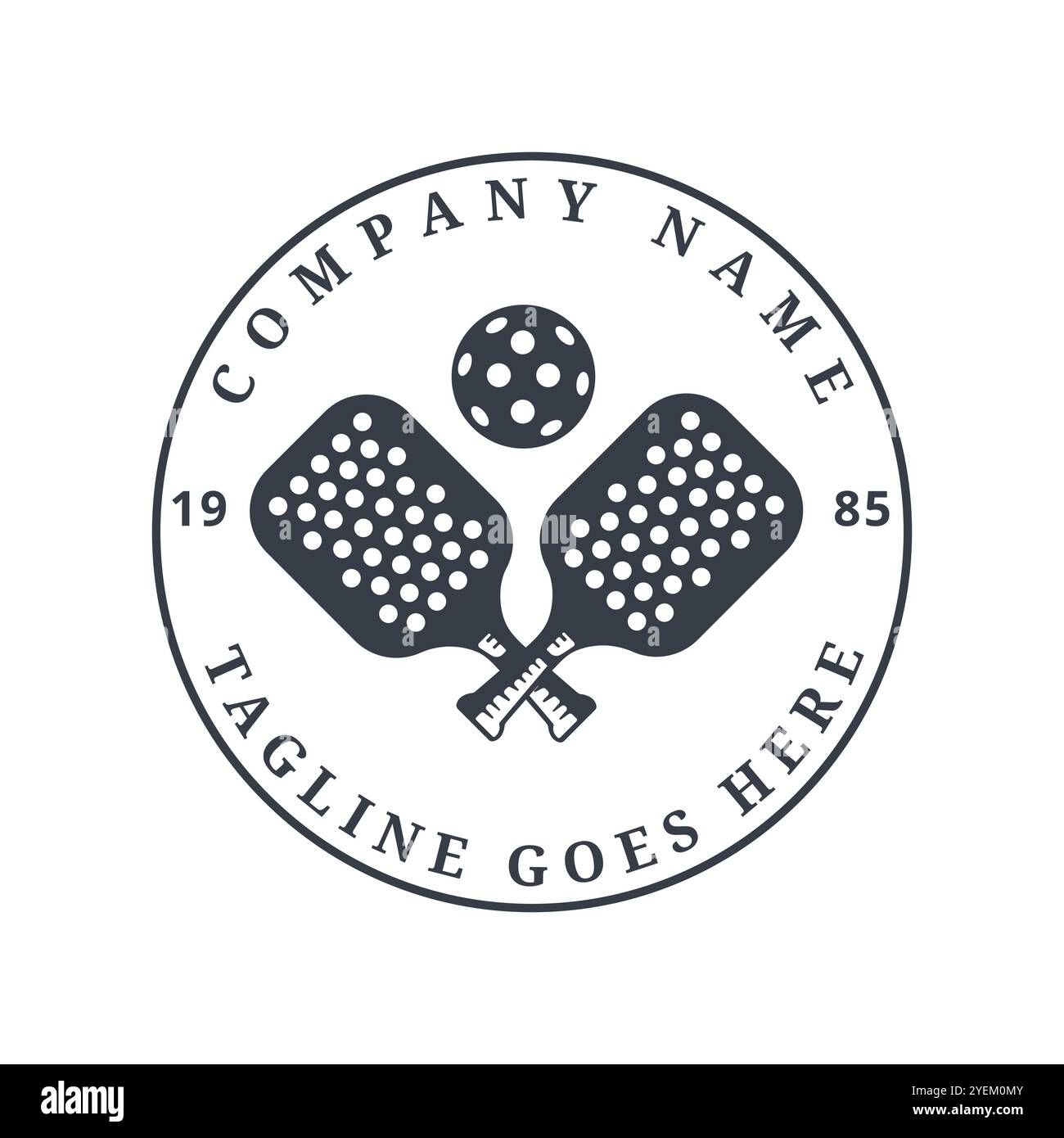 Pickle Ball Logo with Crossed Racket and Ball on Top of Vintage Retro ...