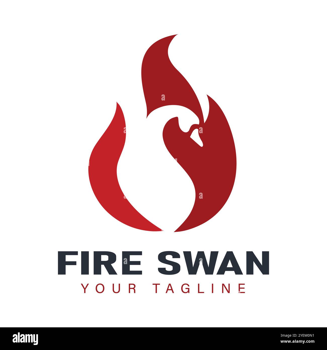 Fire Flame with Swan for Restaurant Logo Design Vintage Retro Vector ...